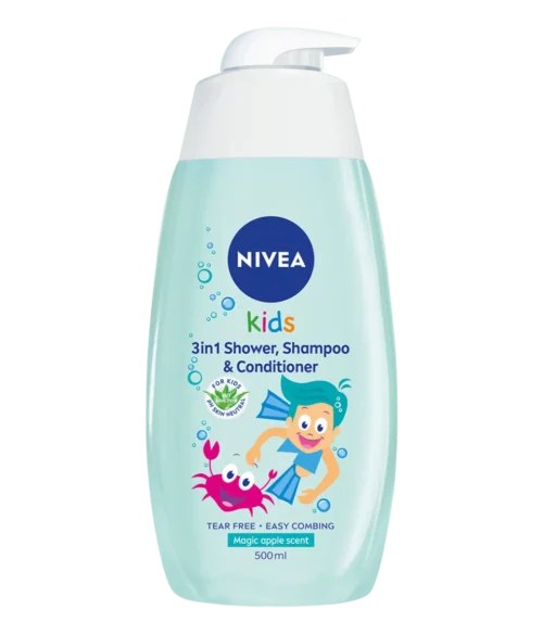 Nivea Kids 3in1 Shower, Shampoo & Conditioner Magic Apple Scent 500ml ...